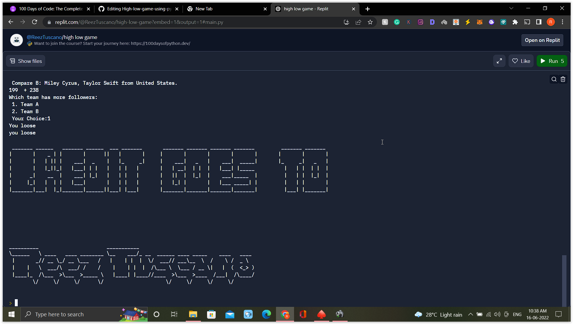 GitHub - ReezTuscano/High-low-game-using-python: Its a high low game ...