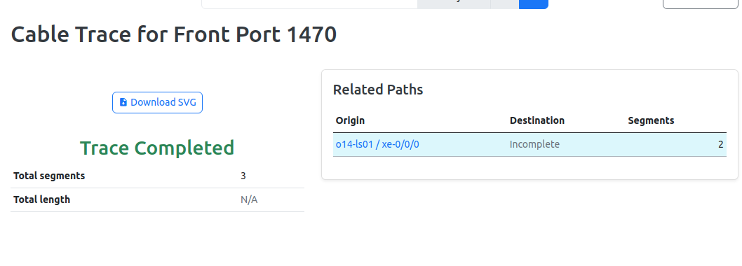 Trace does not work between two rear ports, and not between interface -> front port -> rear port ...