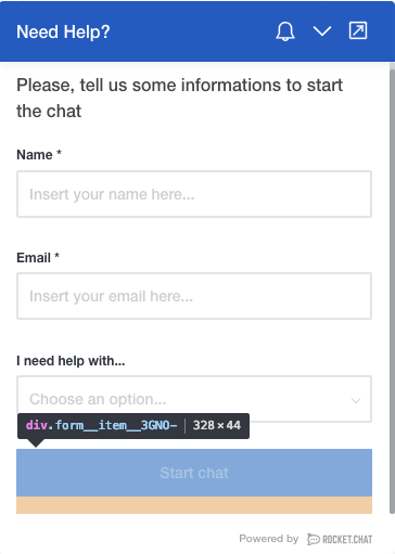 Remove padding from last item in the form · Issue #189 · RocketChat/Rocket.Chat.Livechat · GitHub