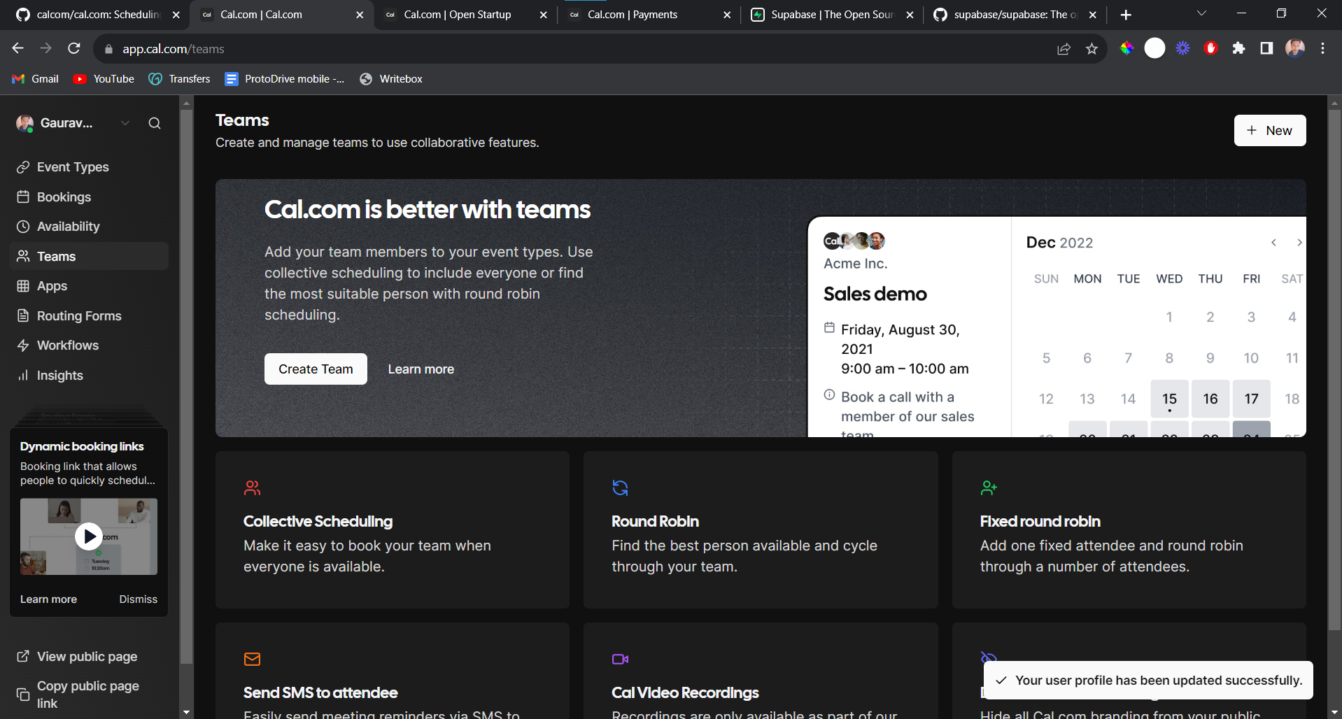 UI: user profile created toast should be closed after some time · Issue #12260 · calcom/cal.com ...