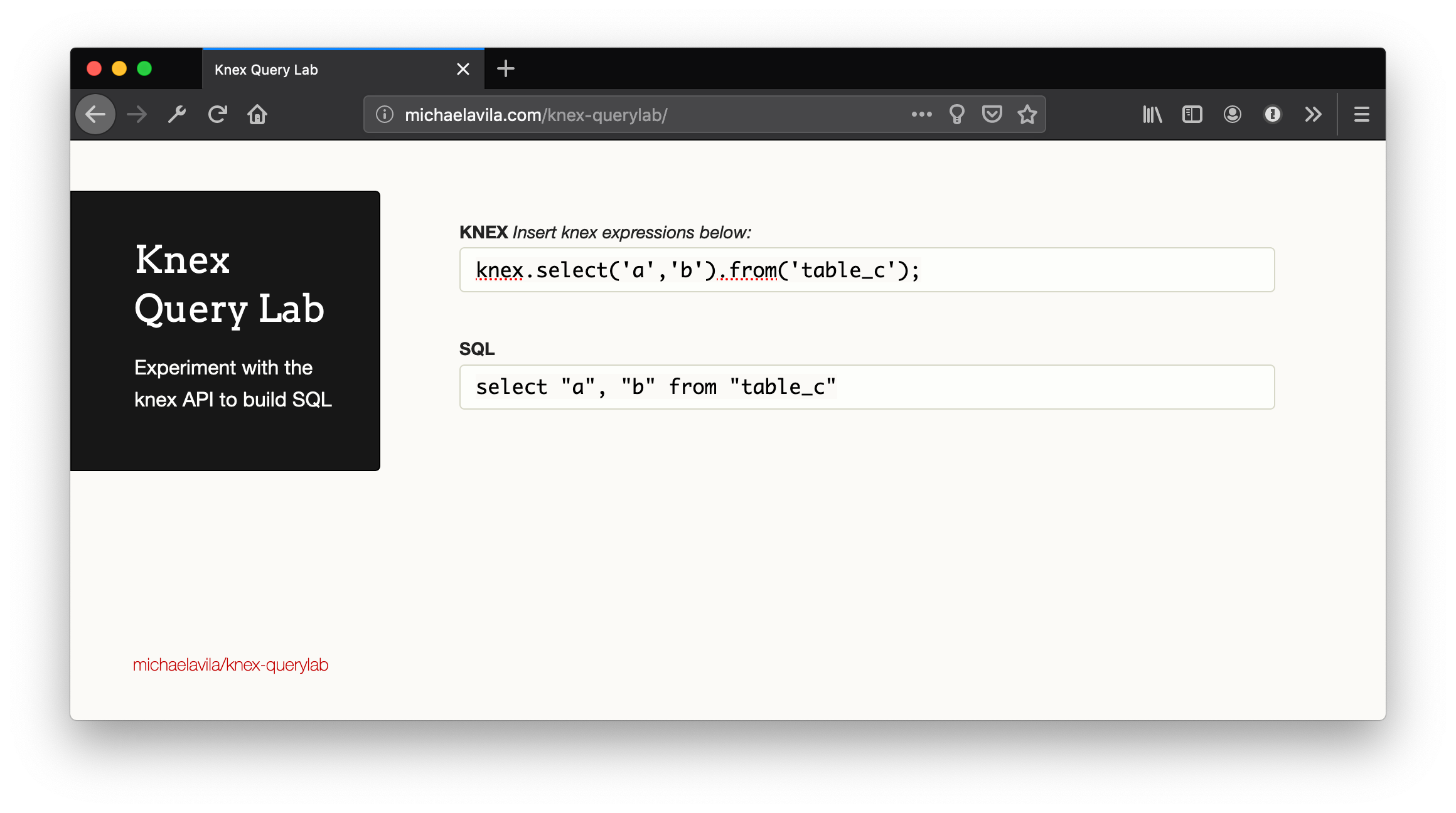 Cannot validate when copy and paste a knex query · Issue #4 · michaelavila/knex-querylab · GitHub
