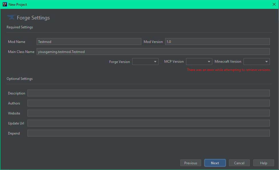 Error while creating a new Forge project · Issue #1874 · minecraft-dev/MinecraftDev · GitHub