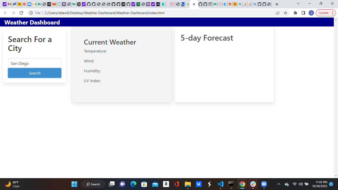 GitHub - turnerjeniah8/Weather-Dashboard GitHub - turnerjeniah8/Weather-Dashboard