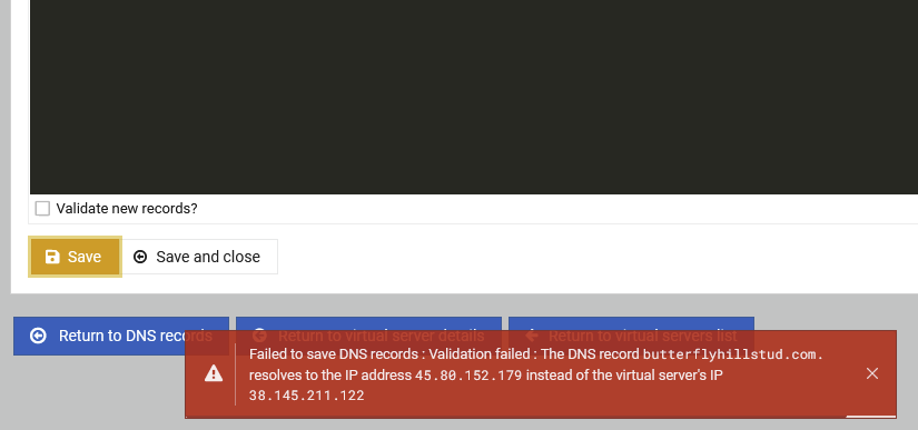 Edit DNS records, ignores validate option · Issue #505 · virtualmin/virtualmin-gpl · GitHub