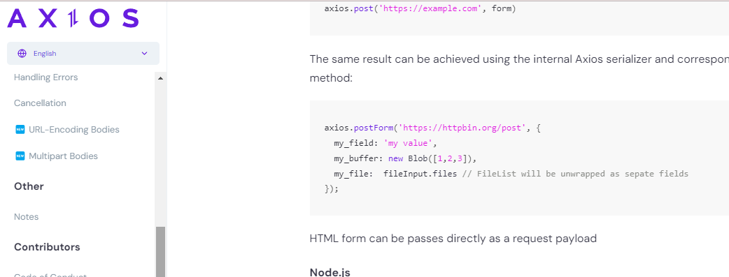 Typo in multipart bodies page of the documentation · Issue #133 · axios/axios-docs · GitHub