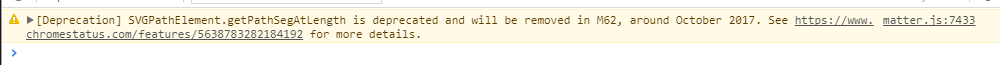[Deprecation] SVGPathElement.getPathSegAtLength · Issue #460 · liabru/matter-js · GitHub