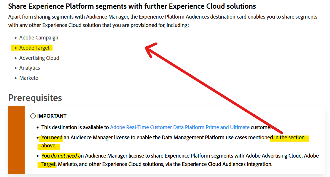 (Beta) Experience Cloud Audiences connection - conflicting/unclear ...