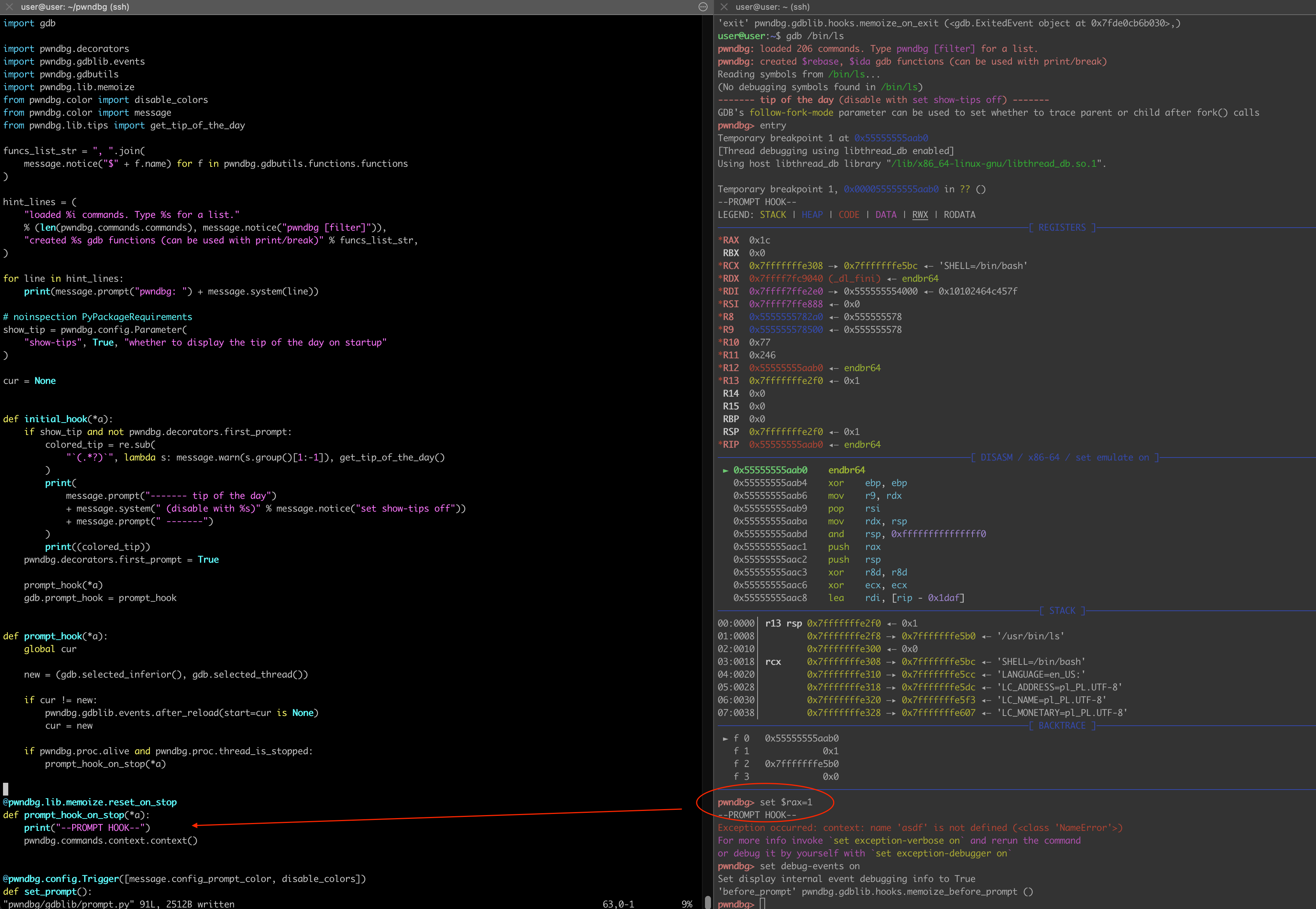 `context` sometimes gets printed with the `set` command · Issue #1197 · pwndbg/pwndbg · GitHub