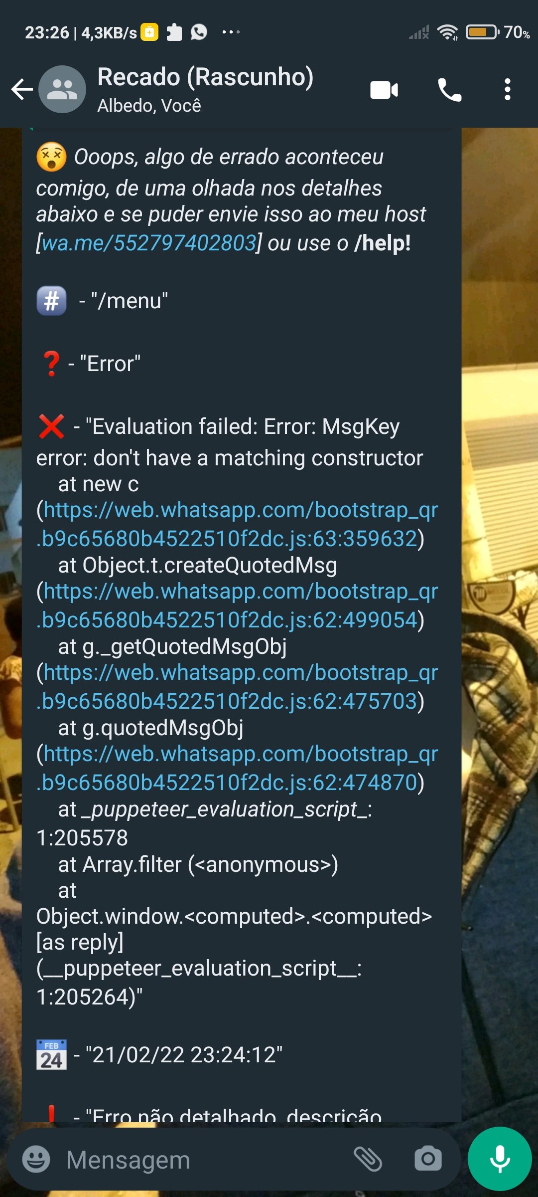 Erro · Issue 540 · Killovskyiris · Github 