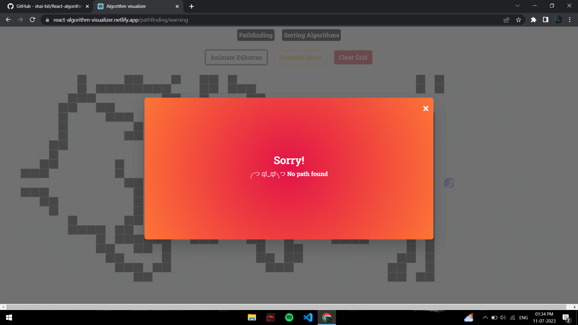 Issue Algo Fails To Find The Path · Issue 1 · Shai Bitreact Algorithm Visualizer · Github
