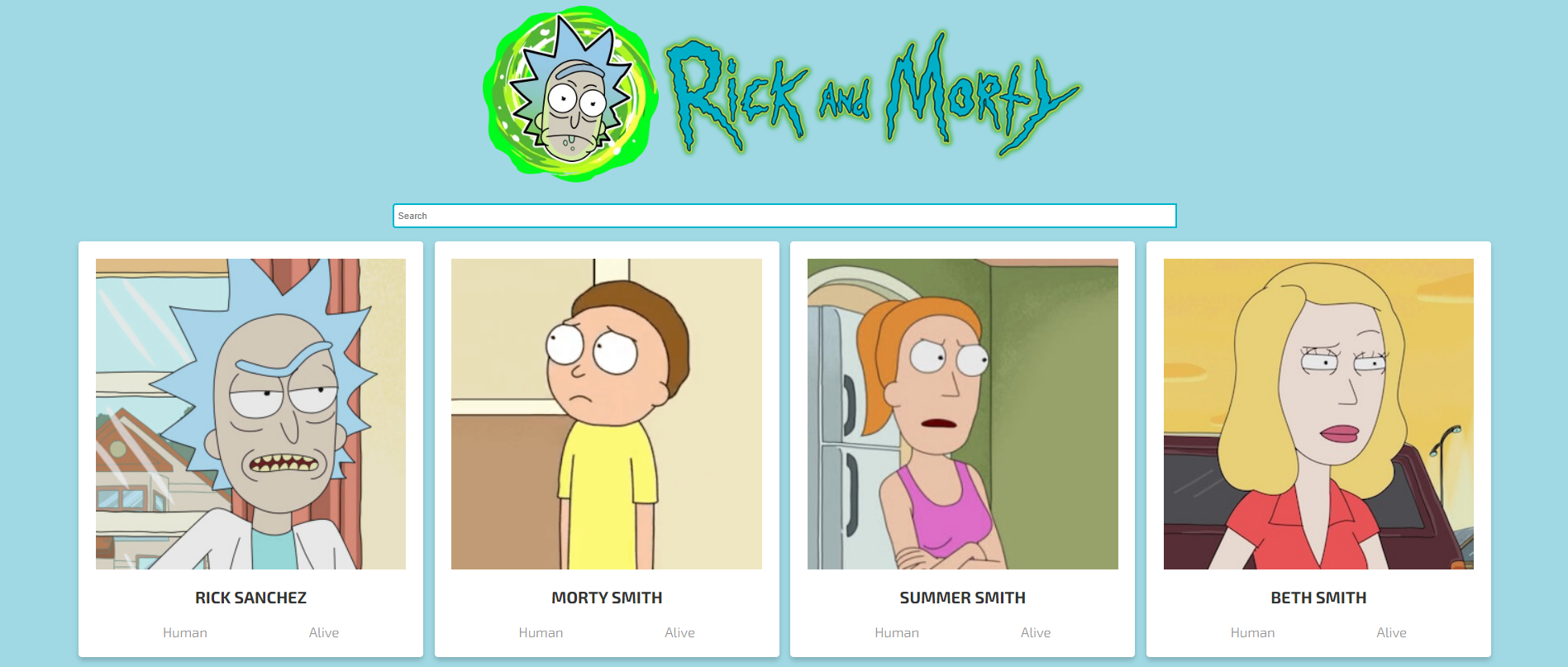 GitHub - ManuelaGutierrezGutierrez/Rick-Morty: Web with the characters of Rick & Morty. API call ...