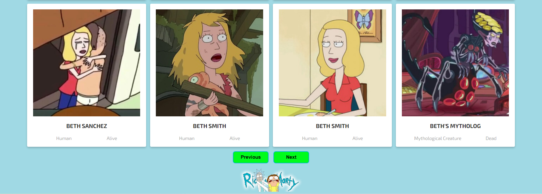 GitHub - ManuelaGutierrezGutierrez/Rick-Morty: Web with the characters of Rick & Morty. API call ...