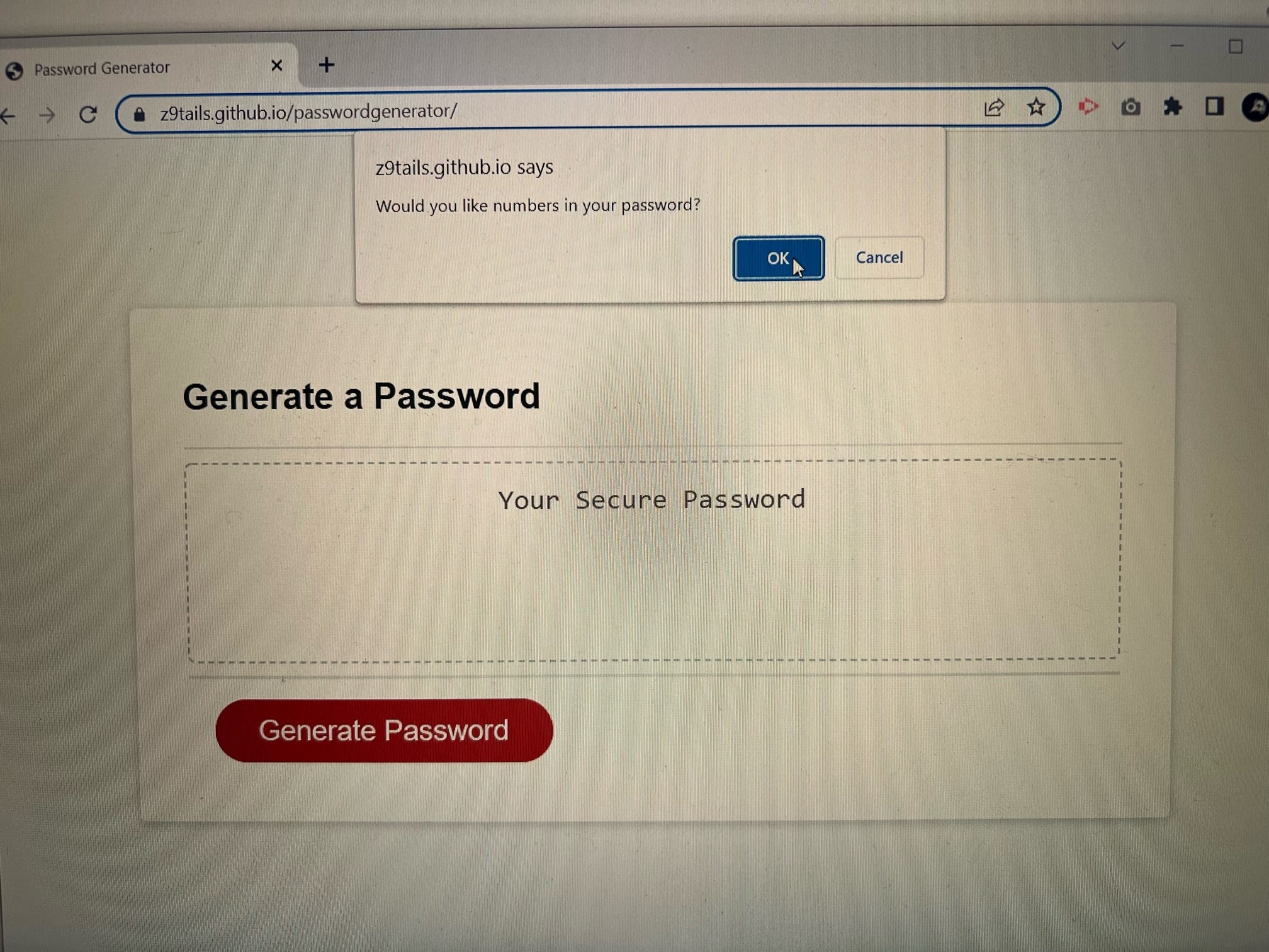 GitHub - Z9tails/passwordgenerator: 'non' secure password generator