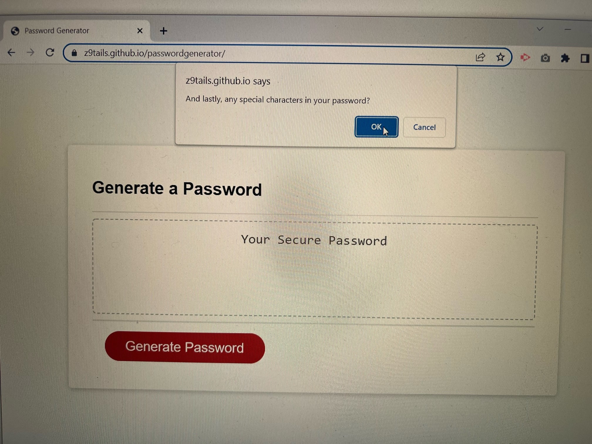 GitHub - Z9tails/passwordgenerator: 'non' secure password generator