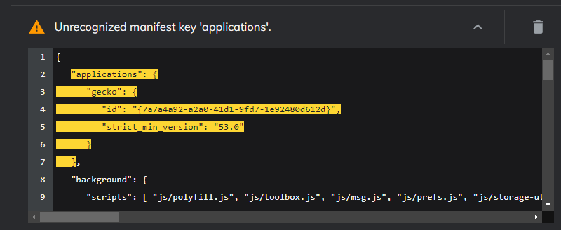 [bug] Unrecognized Manifest Key Applications · Issue 1427 · Openstyles Stylus · Github