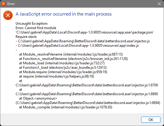 Bug Javascript Error · Issue 1344 · Betterdiscordbetterdiscord · Github 