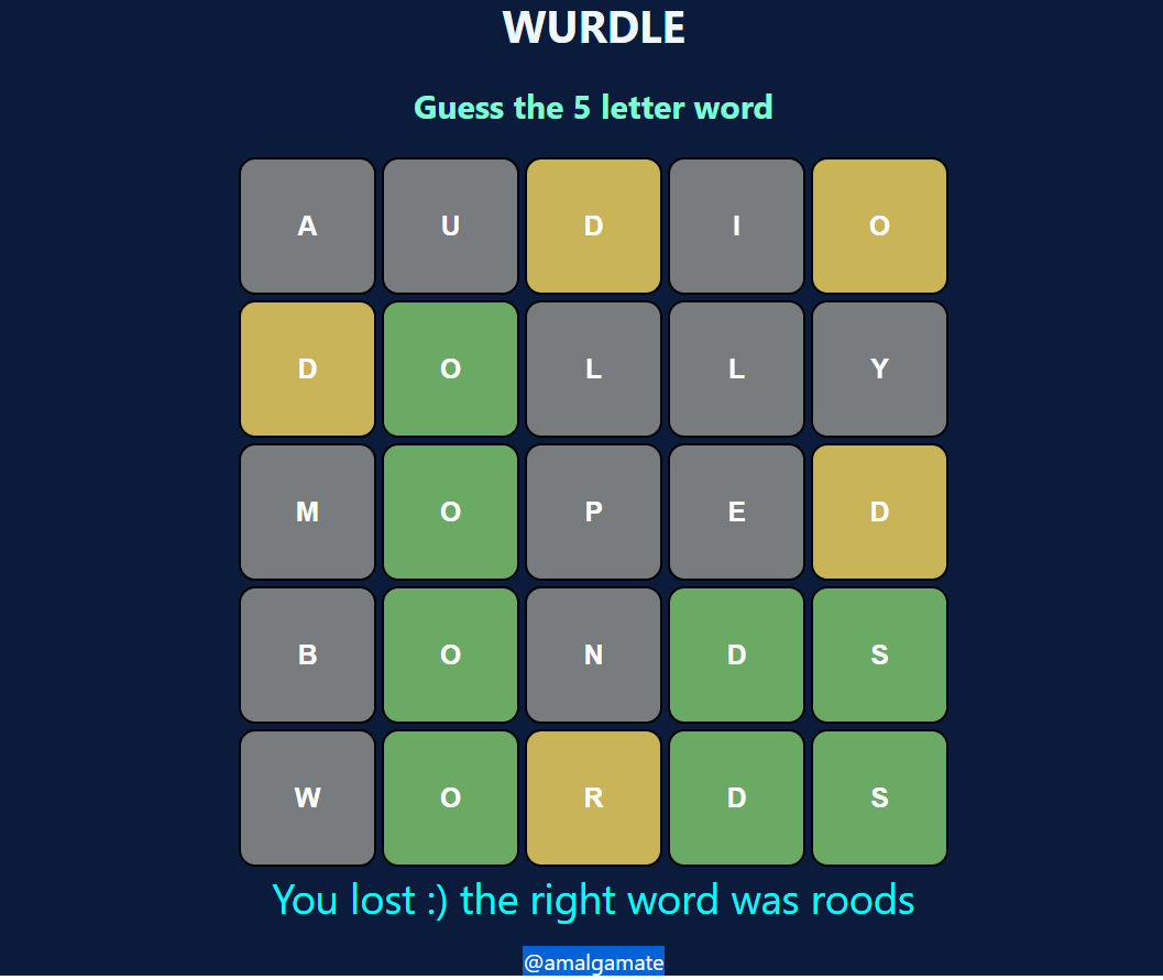 GitHub - amalpanikulangara/Wurdle-Game: wordle reimaginated