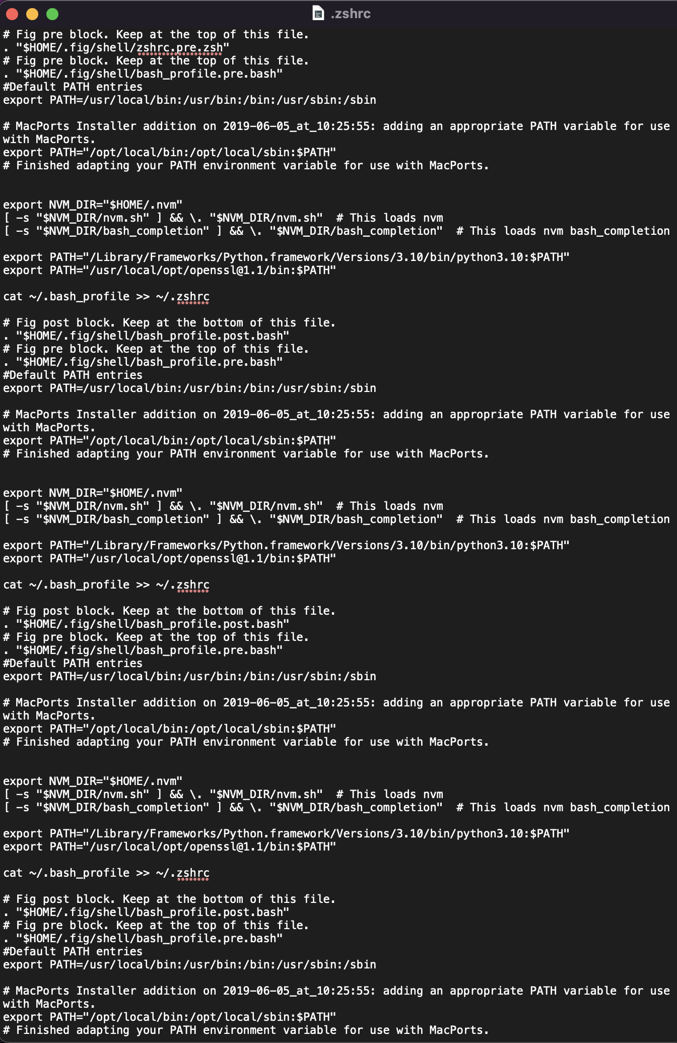 /.zshrc does not source post integration last | Path does not contain~/. local/bin | fig ...