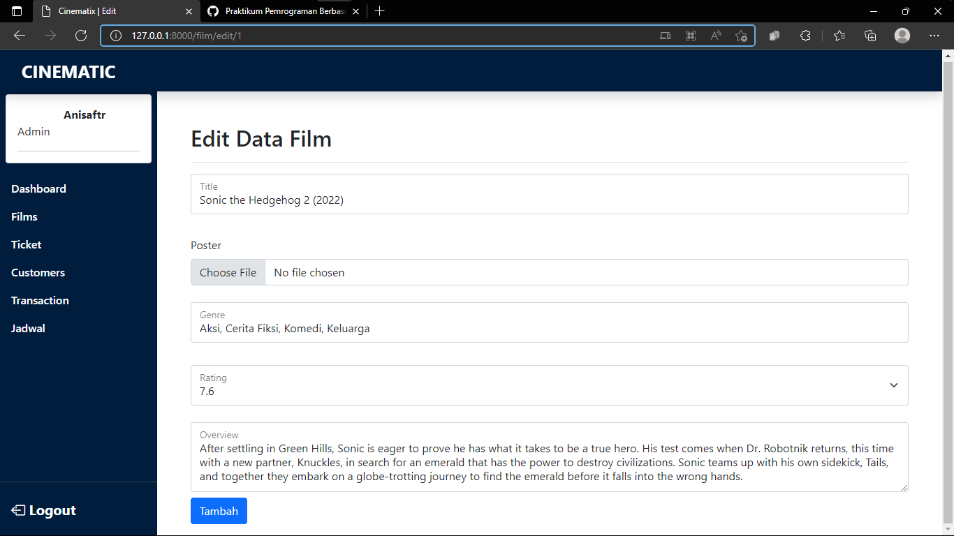 Github Praktikum Pbw 4a Projek 11 Bioskop Online
