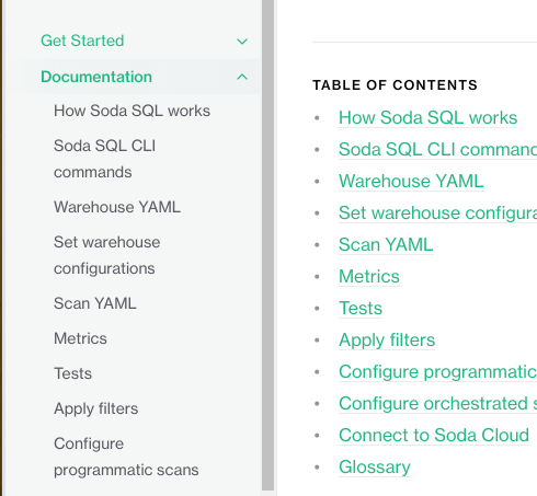 Some minor improvements to the docs' layout · Issue #315 · sodadata/soda-sql · GitHub