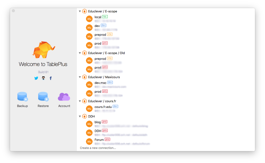 [Feature Request] Sub-grouping connections · Issue #174 · TablePlus/TablePlus · GitHub