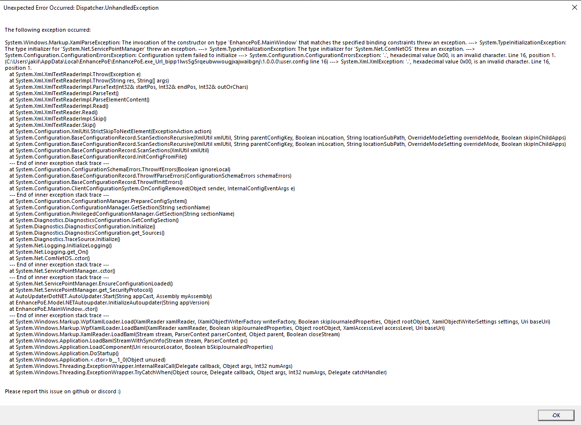 Unable to launch app · Issue #316 · ChaosRecipeEnhancer ...