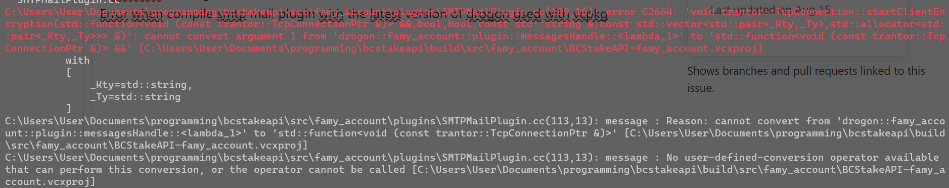 Error With Smtpmailplugin · Issue 1858 · Drogonframework Drogon · Github