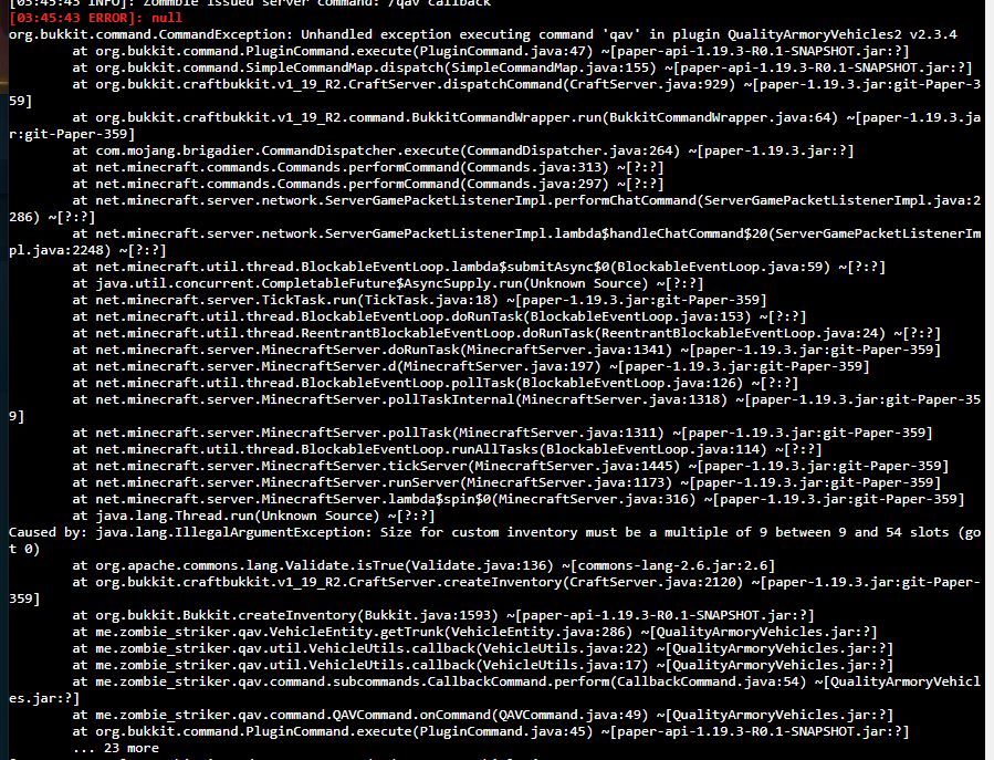 Issue during callback · Issue #211 · ZombieStriker/QualityArmoryVehicles2 · GitHub