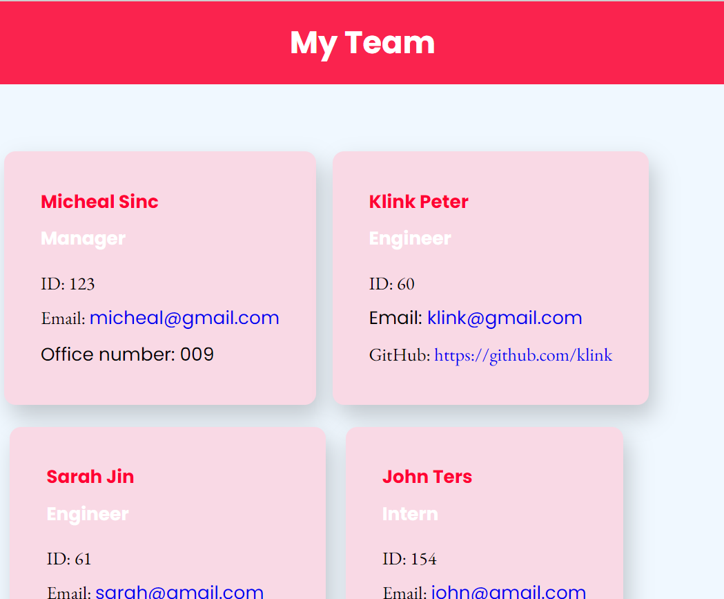 GitHub - dvelatcodes/TEAM-PROFILE-GENERATOR: This is a team profile generator for a software ...
