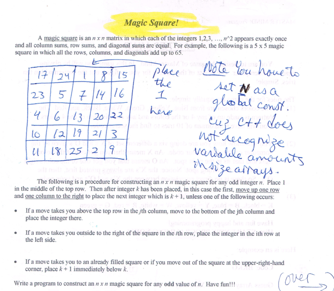 GitHub - ChristinaTrinh/Magic-Square-Project