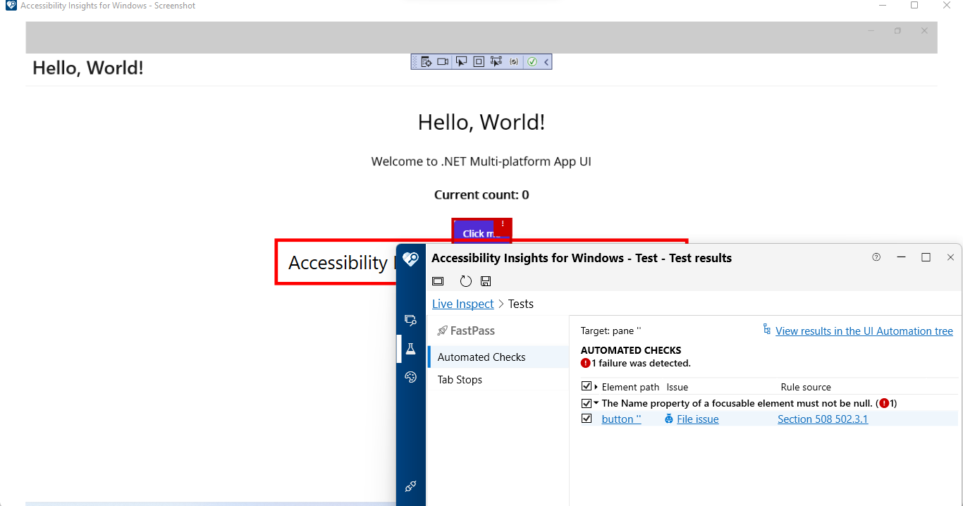 The Name property of a focusable element must not be null. · Issue #6290 · dotnet/maui · GitHub