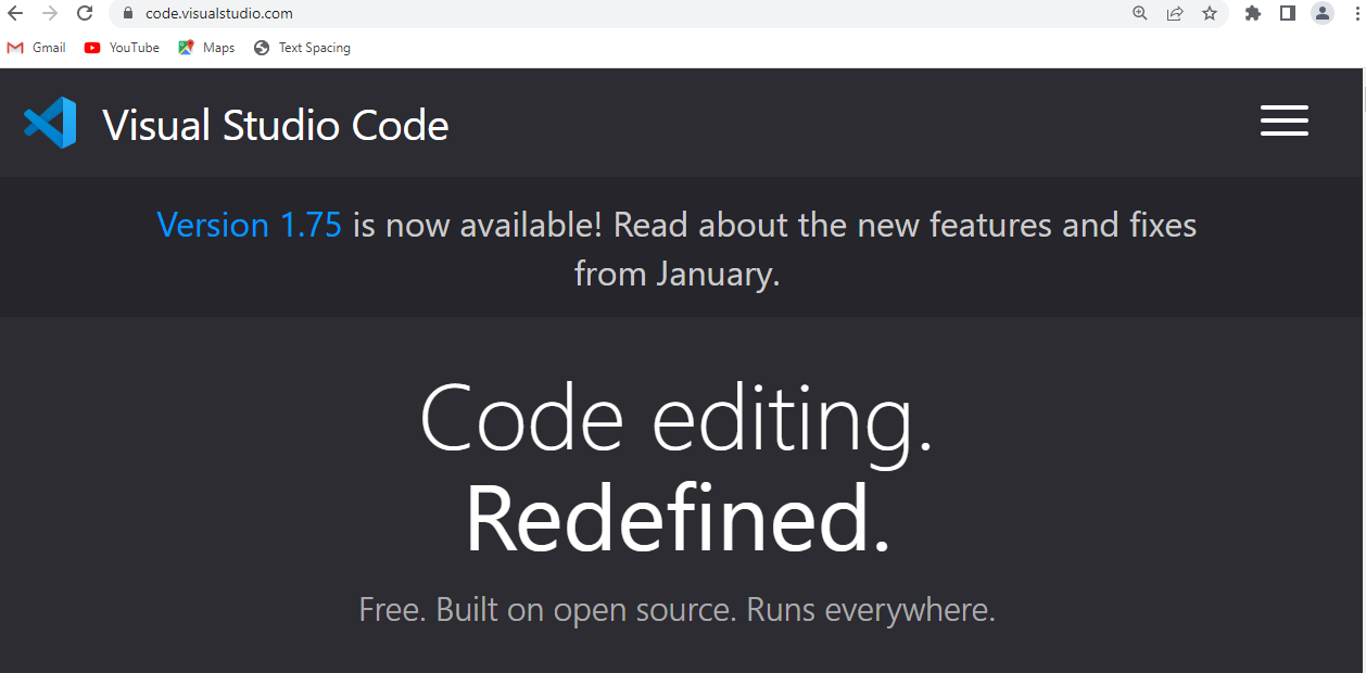 A11y_Visual Studio Code_HomePage_Resize Text: At 150-175% zoom level, 'Version 1.55 is now ...