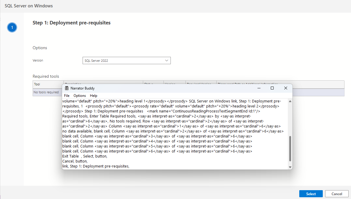 A11y_AzureDataStudio_New deployment - SQL Server container image_Screen reader: Narrator is ...
