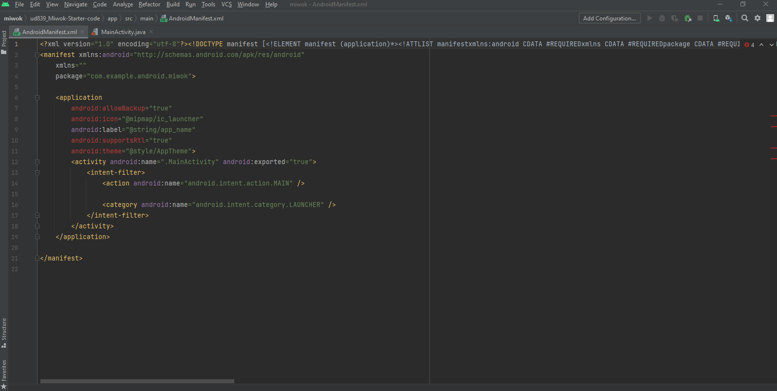 not working xml & not showing run app · Issue #250 · udacity/ud839_Miwok · GitHub