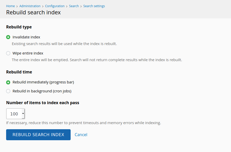 Add "Rebuild search index" process to replace "Invalidate search index ...
