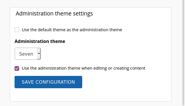 [UX][DX] Remove the option for configuring the admin theme to always be ...