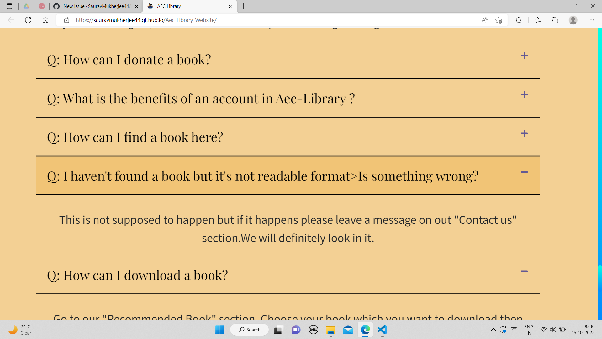Mistake in FAQ's · Issue #1078 · SauravMukherjee44/Aec-Library-Website · GitHub