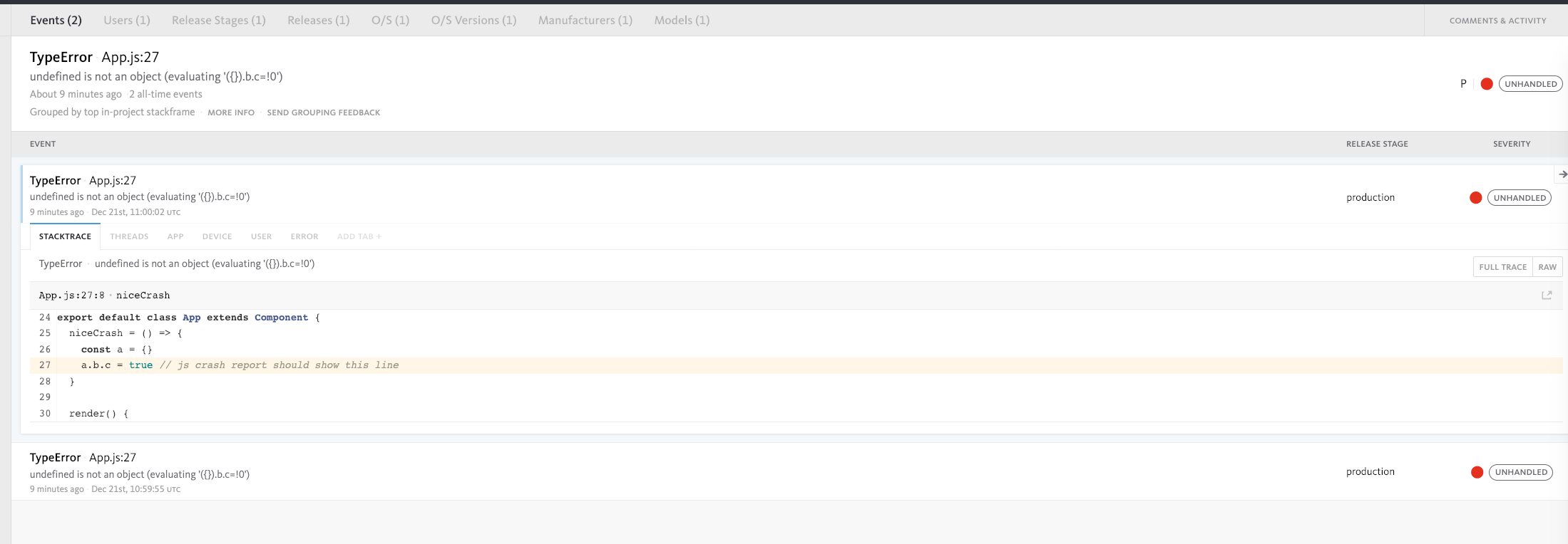 Native Stacktrace Looks Bad · Issue 300 · Bugsnag Bugsnag React Native · Github