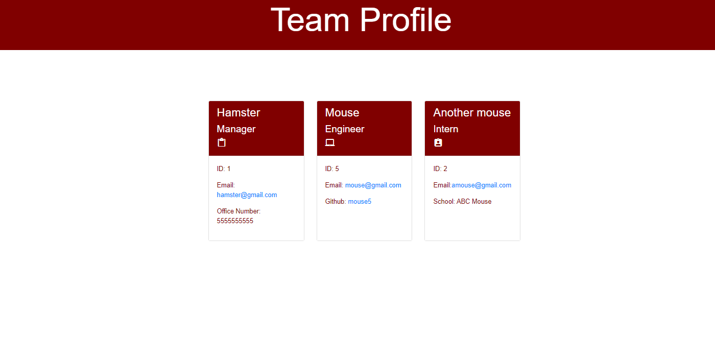 Github Sencefs Team Profile Generator