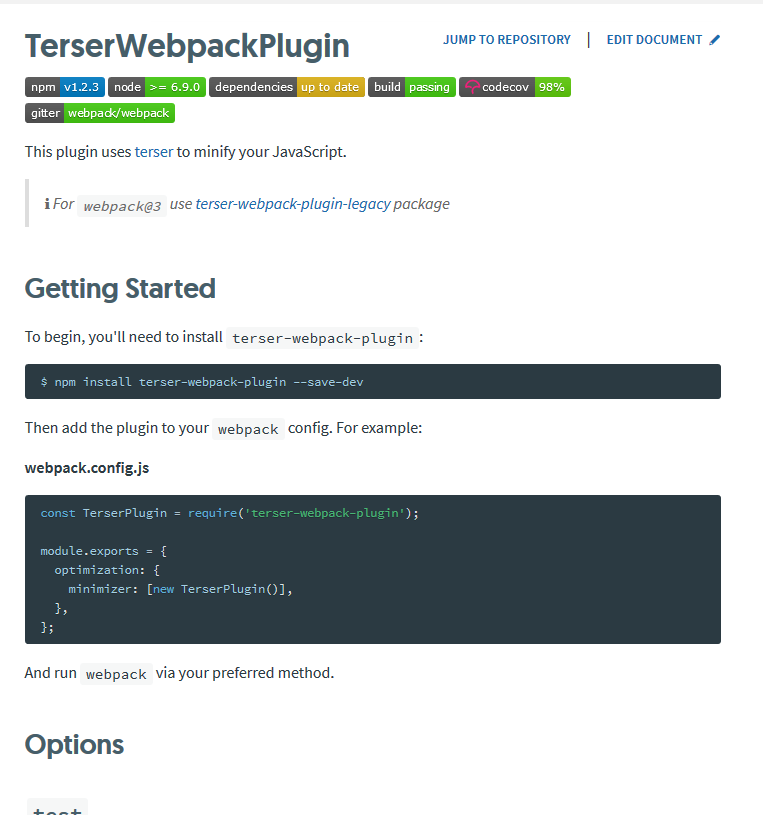 Document mistake with TerserWebpackPlugin · Issue #2903 · webpack/webpack.js.org · GitHub