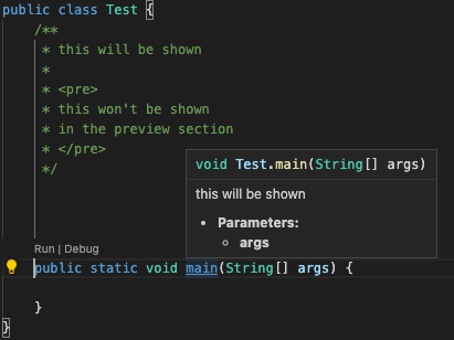 section of the Javadoc is shown blank in the latest VS Code. · Issue ...
