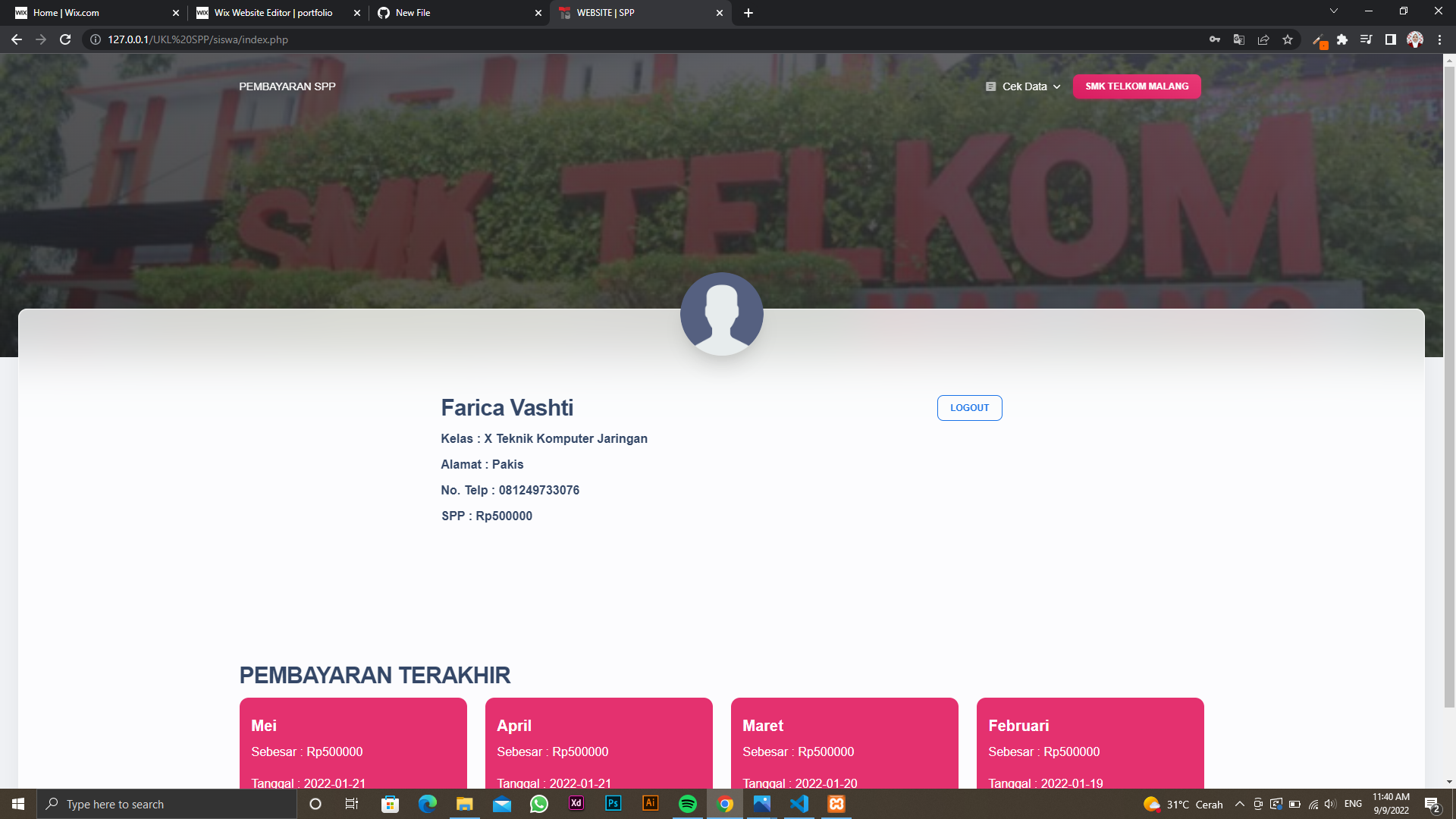 GitHub - faricaav/Pembayaran-SPP-Website: School fee payment website using PHP, MySQL, HTML, and CSS