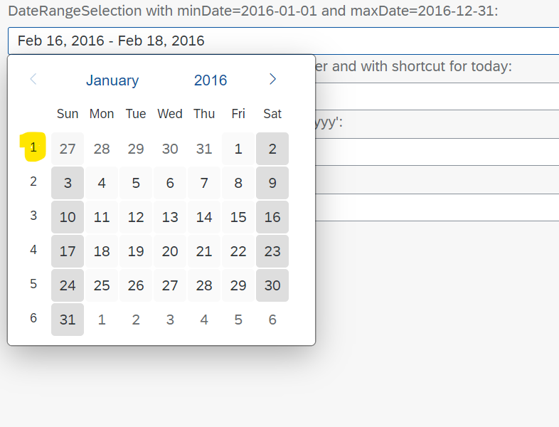 Sapmdaterangeselection Even After Giving Mindate And Maxdate The Dates Are Greyed Out But It