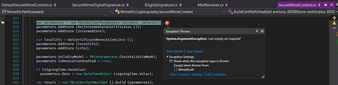 S/MIME verification - are CAs checked to be trusted? · Issue #312 · jstedfast/MimeKit · GitHub