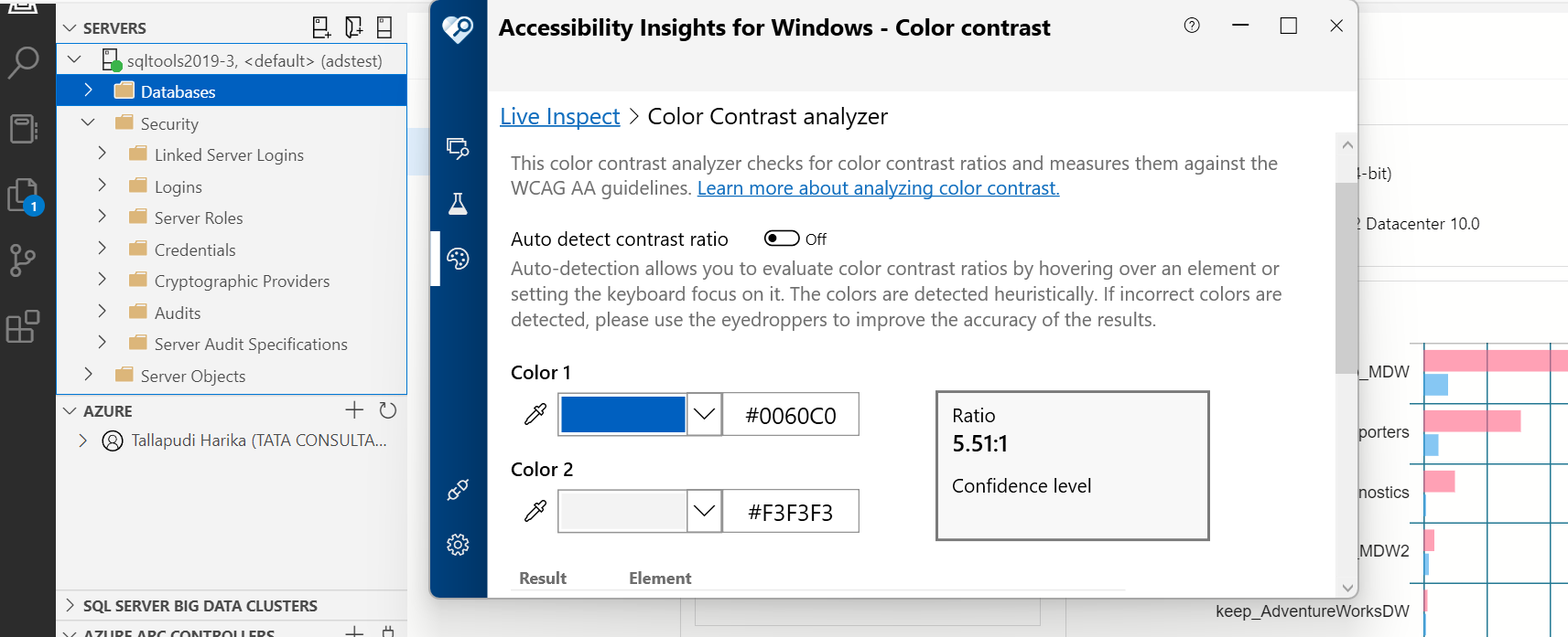 A11y_SQLAzureDataStudio_Extension_Install-UninstallExtension_ColorContrast: Color contrast ratio ...