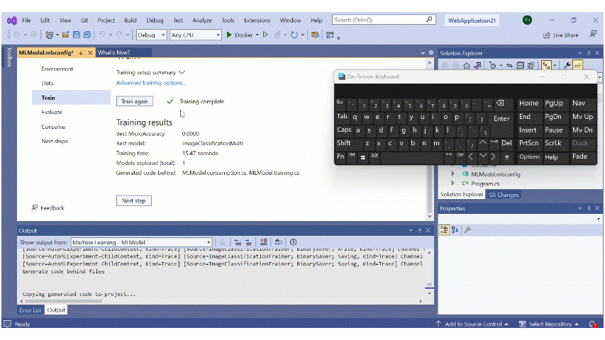 A11y_Model Builder_Model Builder_Train_Usability: Keyboard focus is going to the non-interactive ...