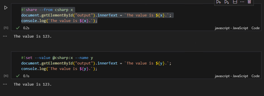 Polyglot Notebook: [DevExE2E][Regression] The execution results of javascript code are shown ...