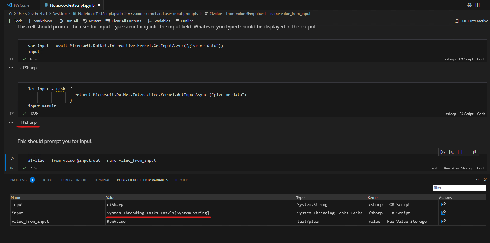 Polyglot Notebook Devexe2e The Input Value For Fscript Doesnt Show In Polyglot Notebook 