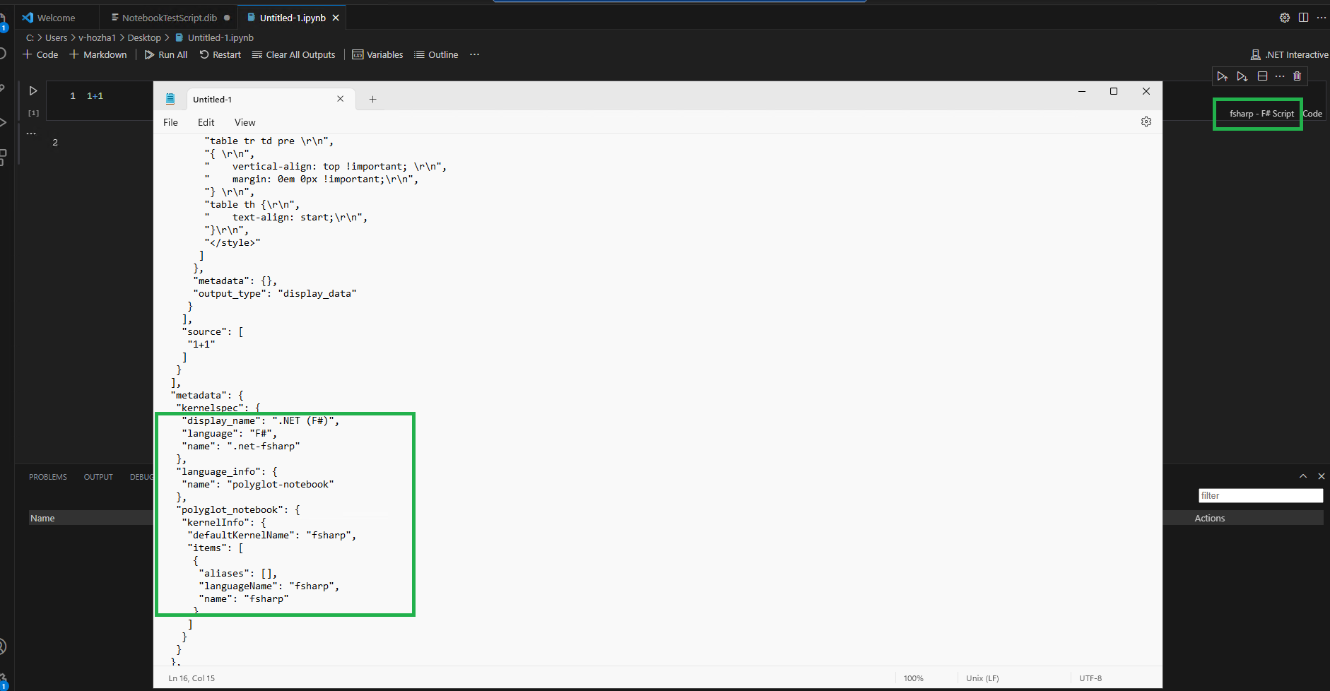 Polyglot Notebook: [DevExE2E][Regression] The kernelName and language show as csharp in the ...